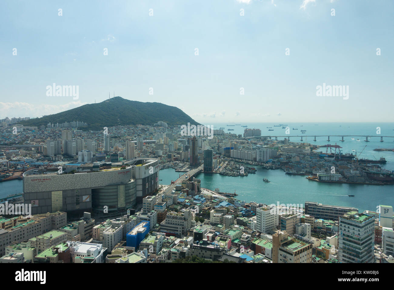 Aerial view of Busan city from Busan Tower. Busan formerly known as ...