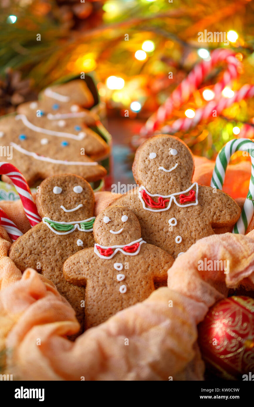 Family celebrating the new year. Still life with cookies in the form of ...