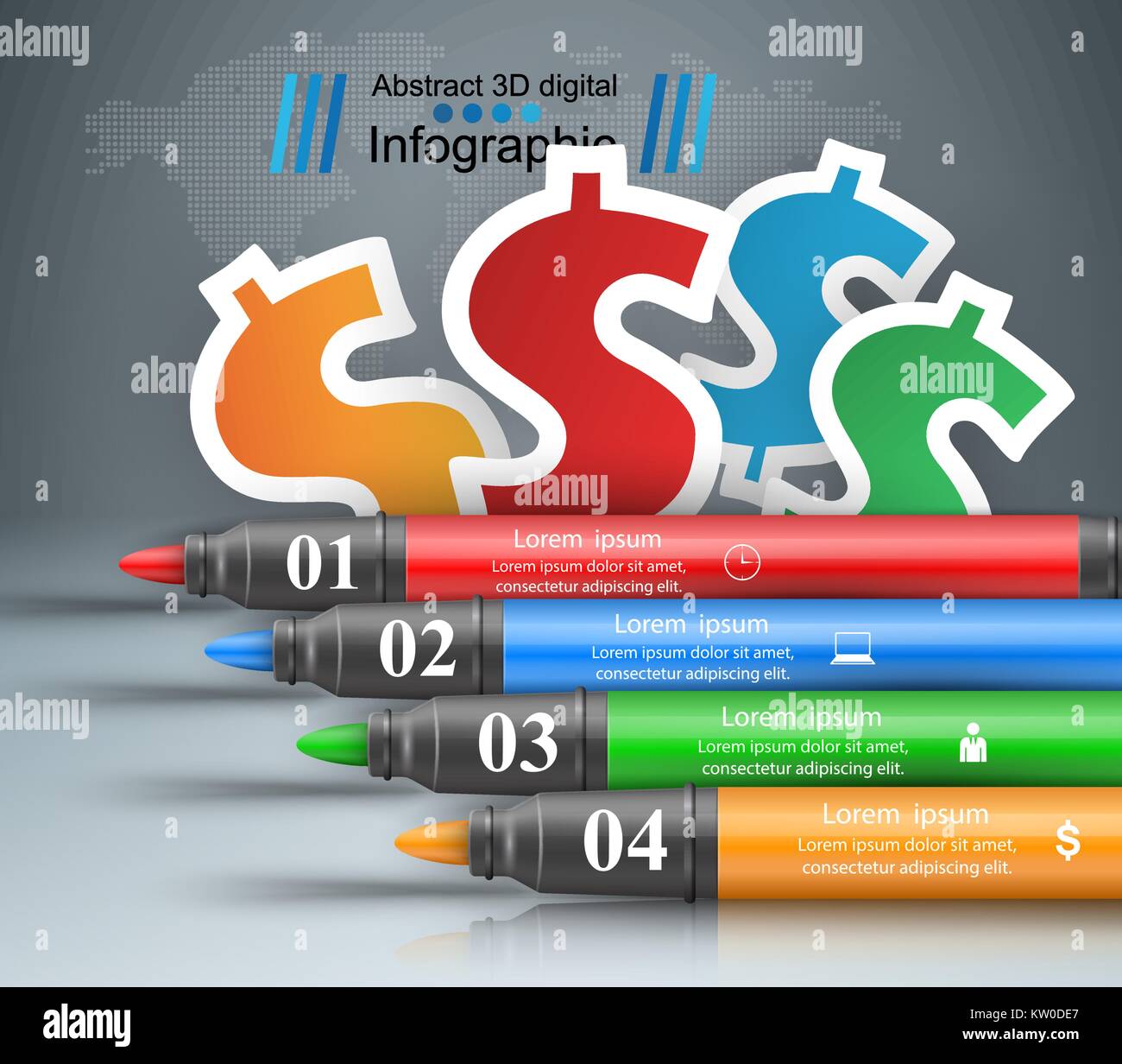 Abstract marker drawing, dollar 3d infographics Stock Vector Image ...