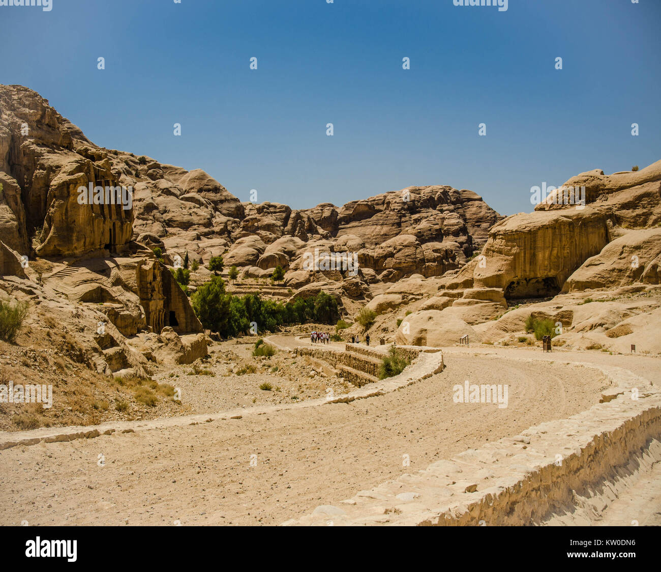 landscape. road to the city of Petra through the canyon in Jordan Stock ...