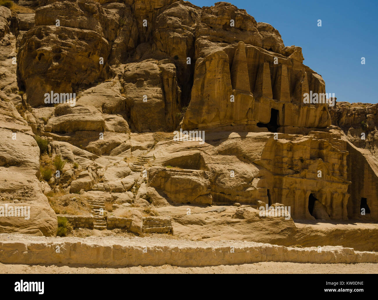 landscape. road to the city of Petra through the canyon in Jordan Stock ...