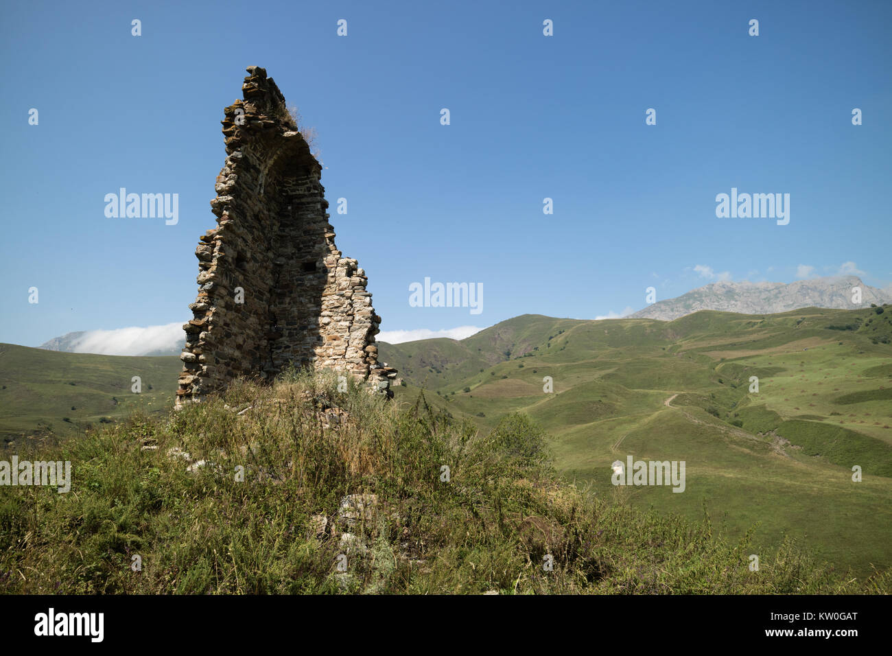 Remains of Chechen medieval military tower in Checnnya/Ingushetia Stock ...