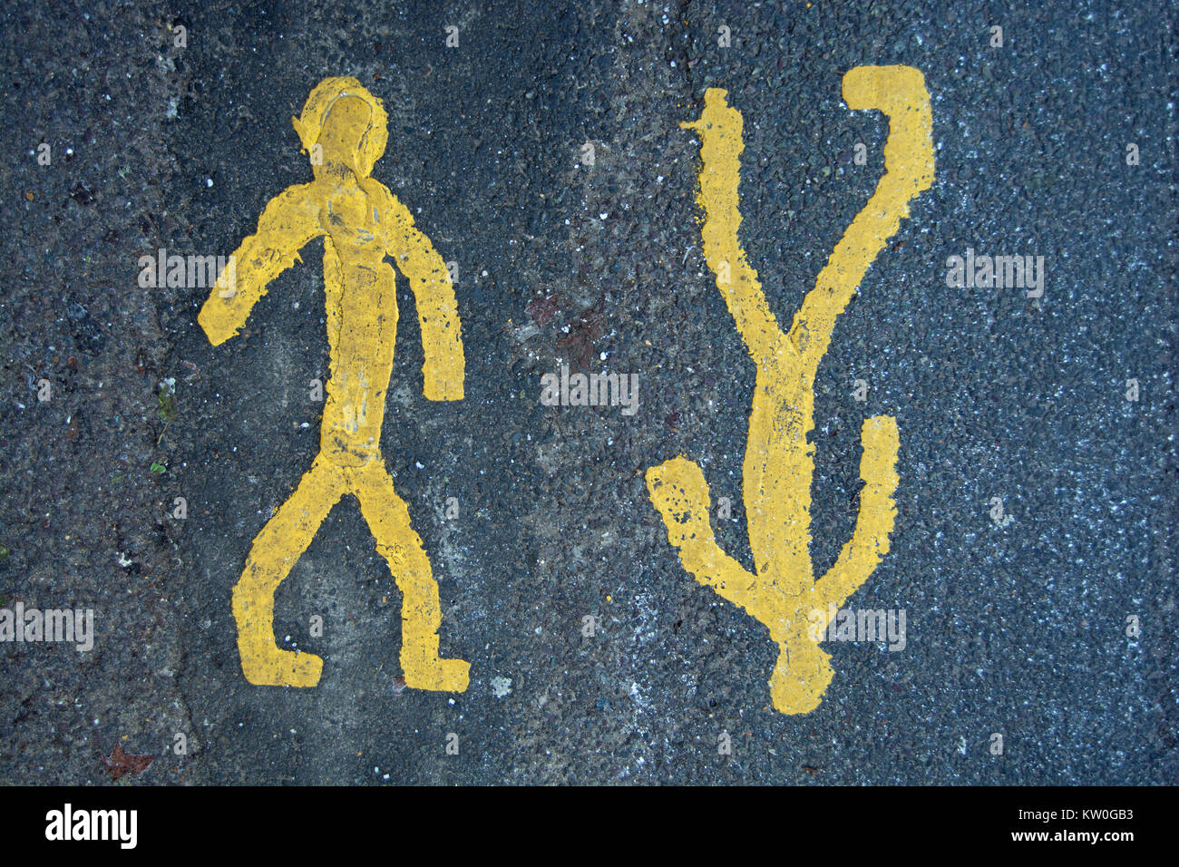 confusing british road marking intended to inform pedestrians moving in ...