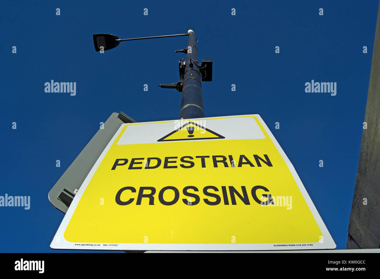 temporary pedestrian crossing sign with exclamation mark in triangle ...