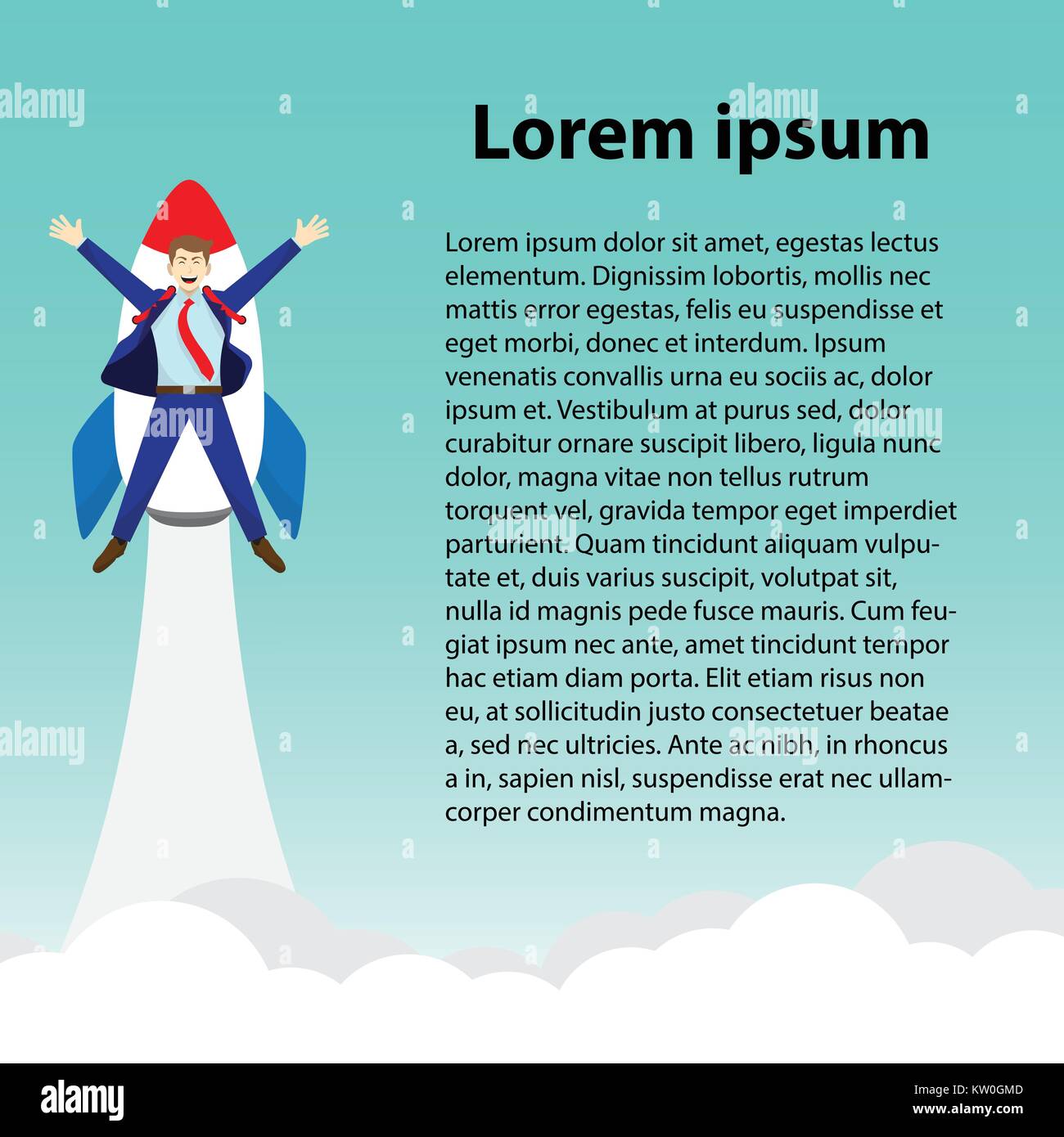 Business Concept As A Happy Businessman Is Attached To A Rocket ...