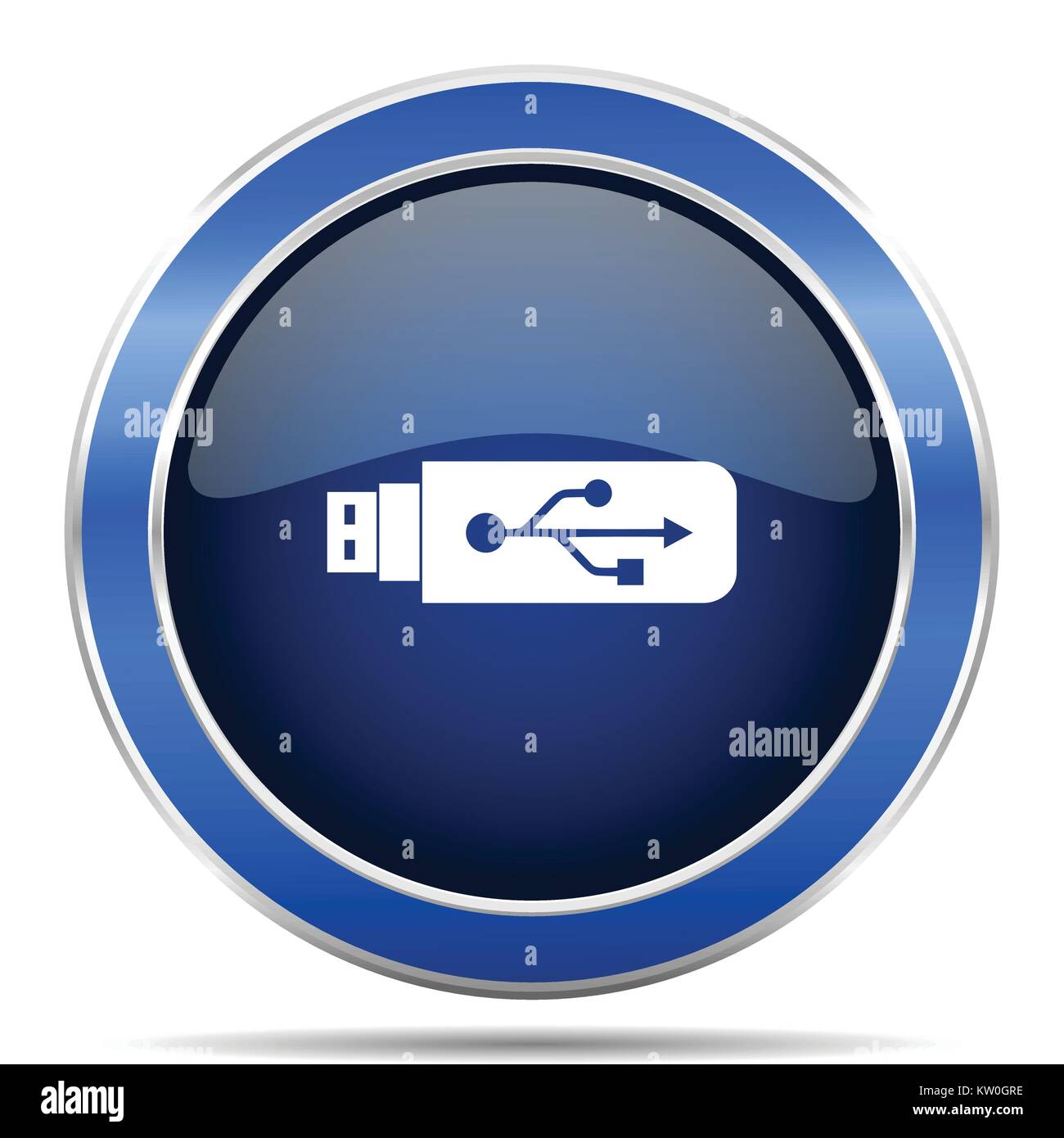Usb vector icon. Modern design blue silver metallic glossy web and ...