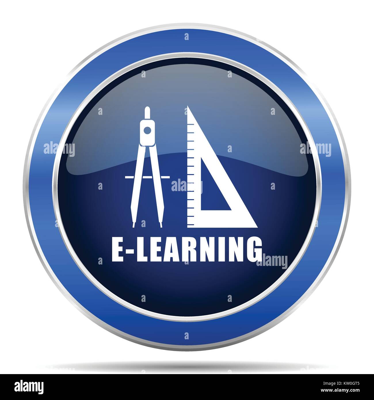 Learning vector icon. Modern design blue silver metallic glossy web and ...