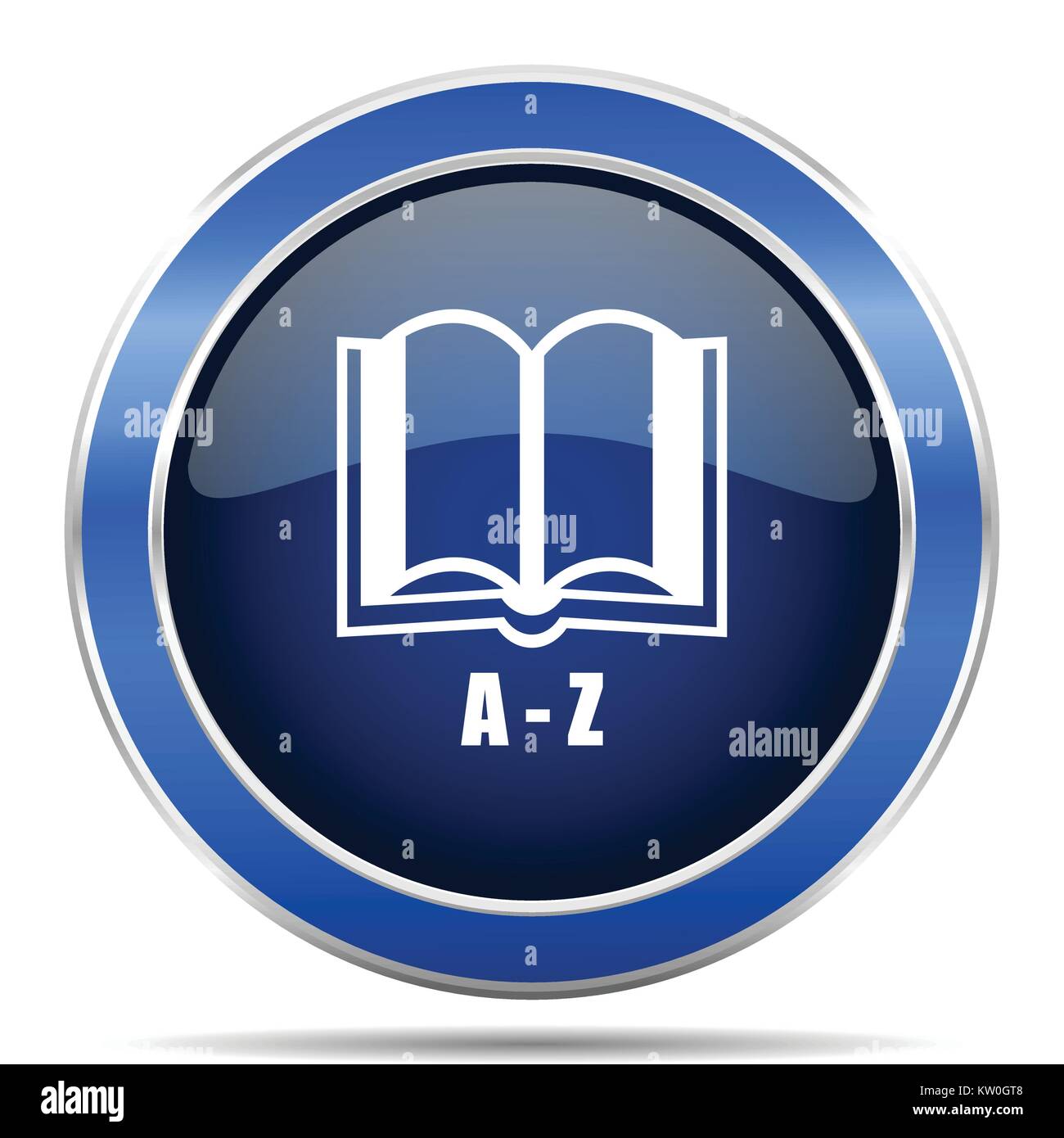Dictionary vector icon. Modern design blue silver metallic glossy web ...