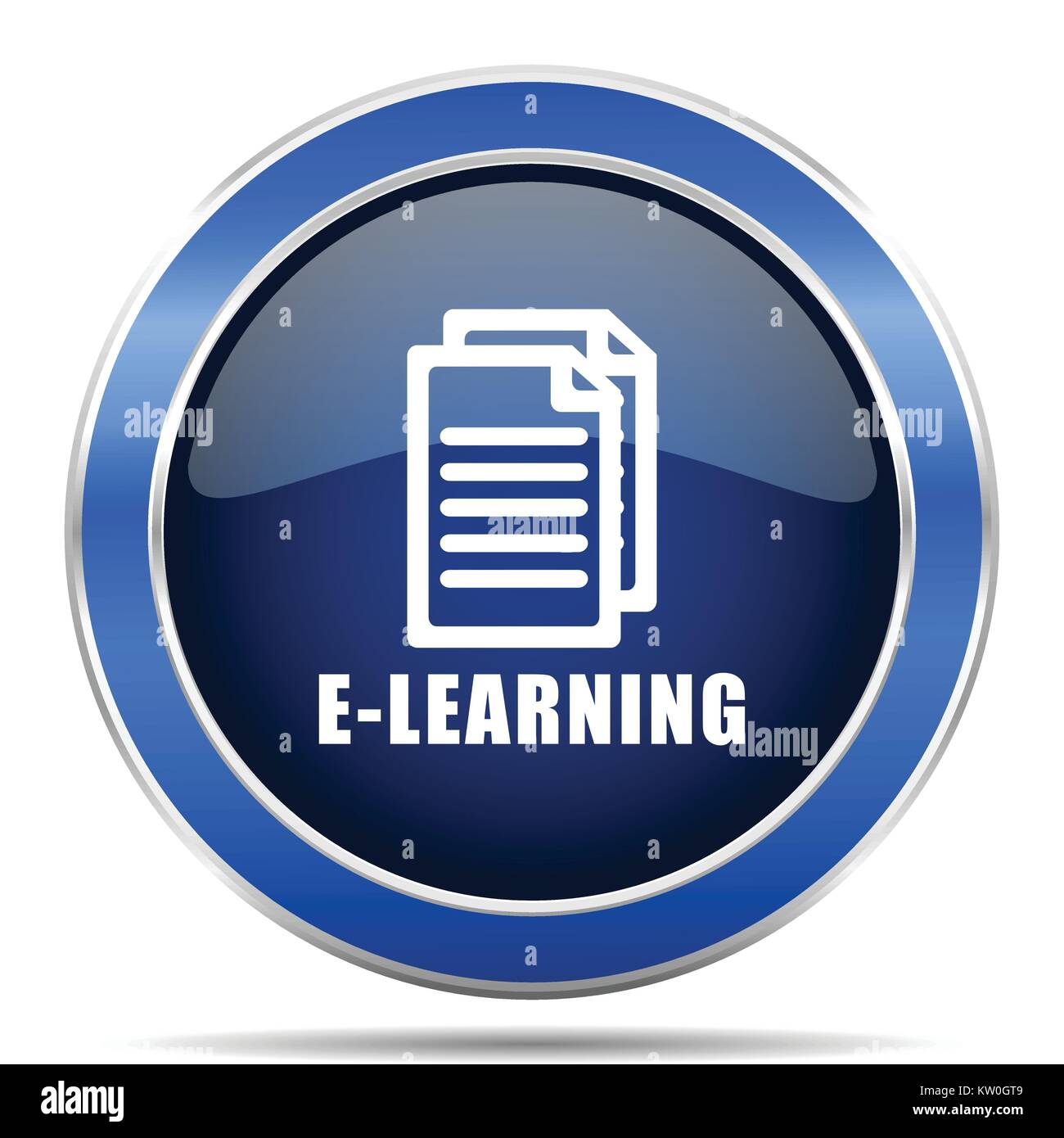 Learning vector icon. Modern design blue silver metallic glossy web and ...