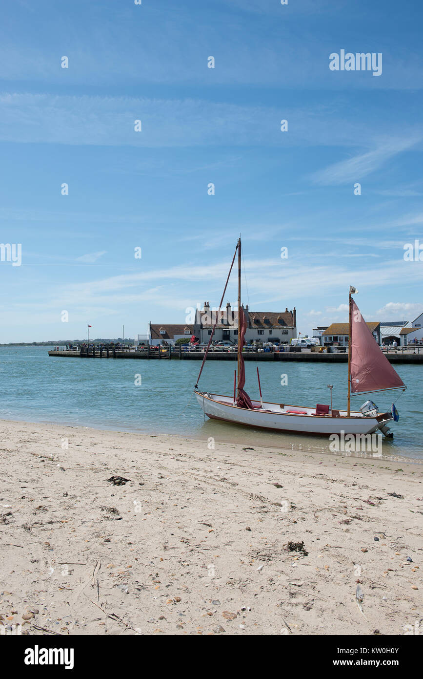 Mudeford Quay at the entrance to Christchurch Harbour in Dorset, viewed ...