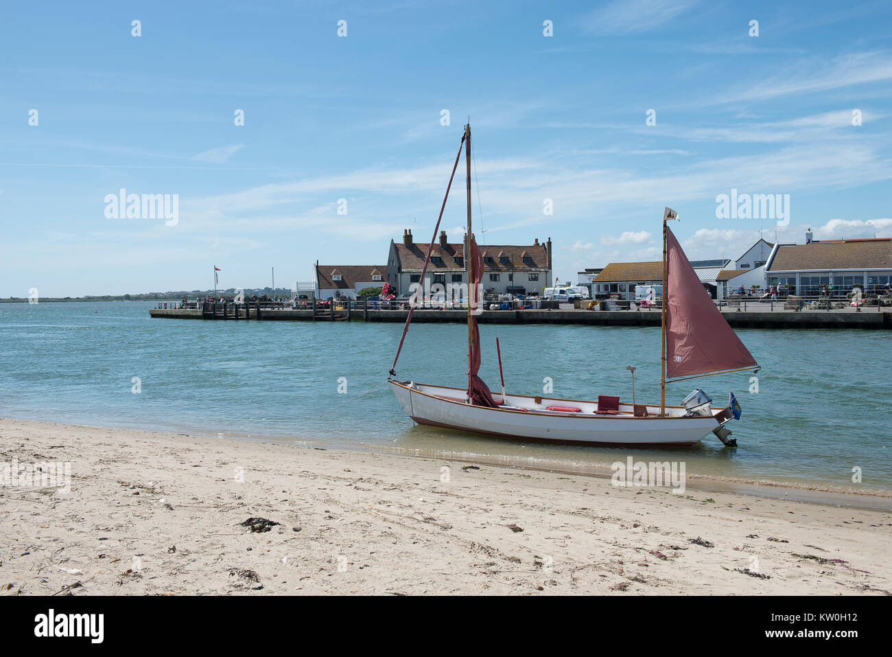 Mudeford Quay at the entrance to Christchurch Harbour in Dorset. The ...