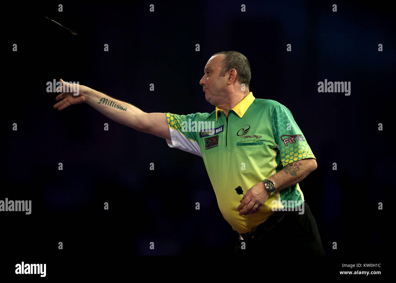Darren Webster in action during day twelve of the William Hill World ...