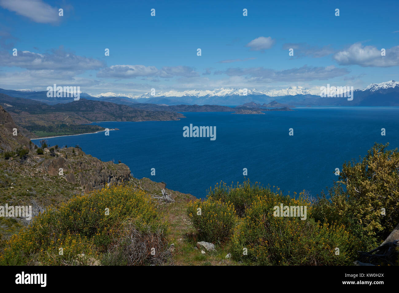Scenic landscape around Lago General Carrera in northern Patagonia ...