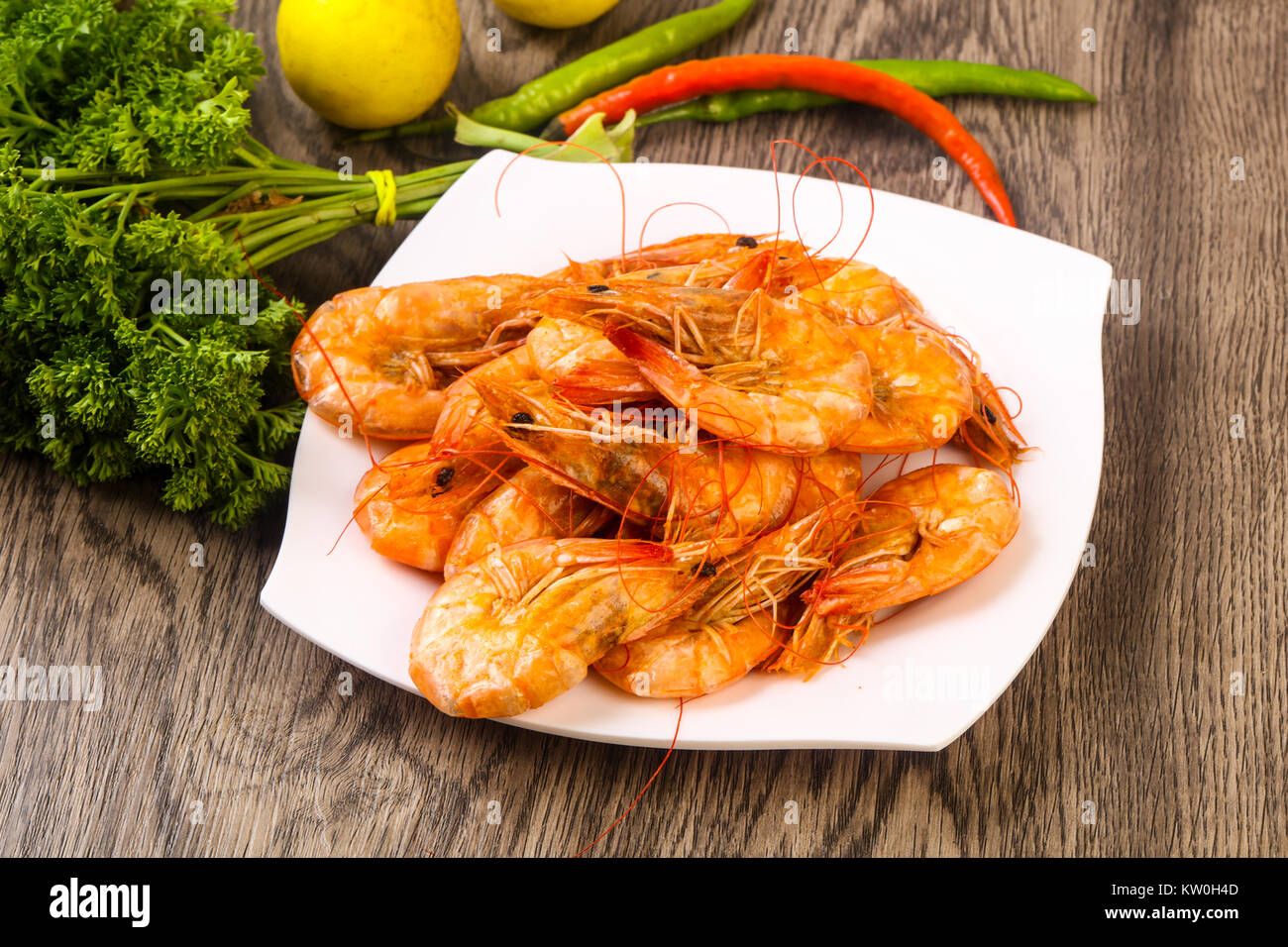 Boiled prawns in the bowl - ready for eat Stock Photo - Alamy