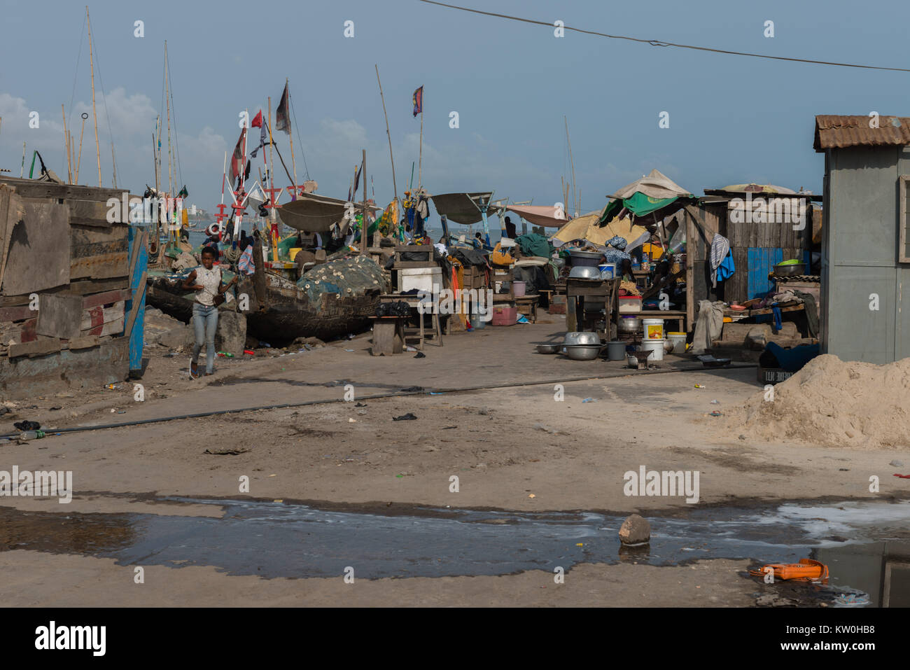 Fishing boats at Jamestown Fishing Village, Jamestown, Accra, Ghana ...