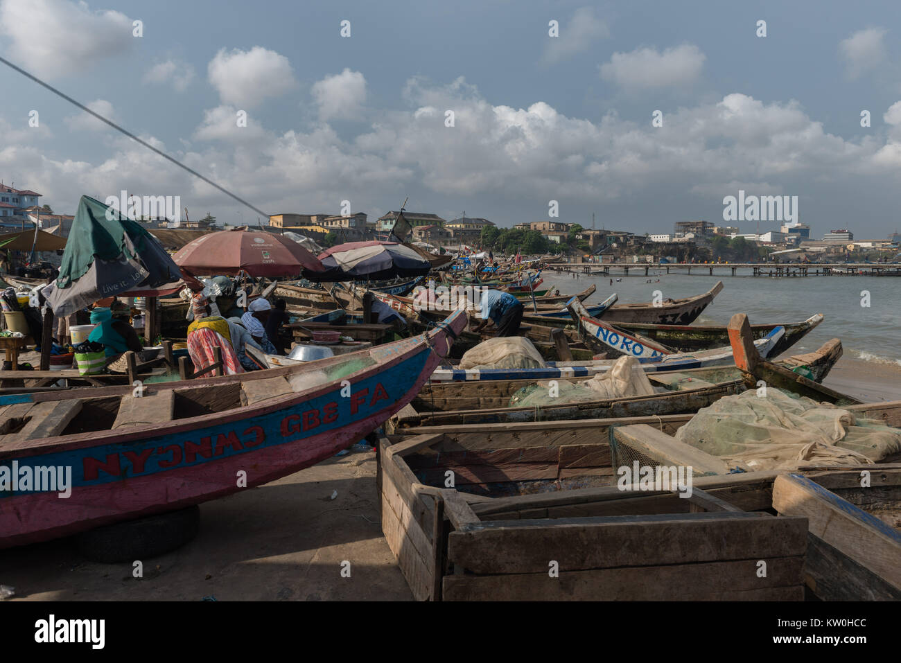 Fishing boats at Jamestown Fishing Village, Jamestown, Accra, Ghana ...