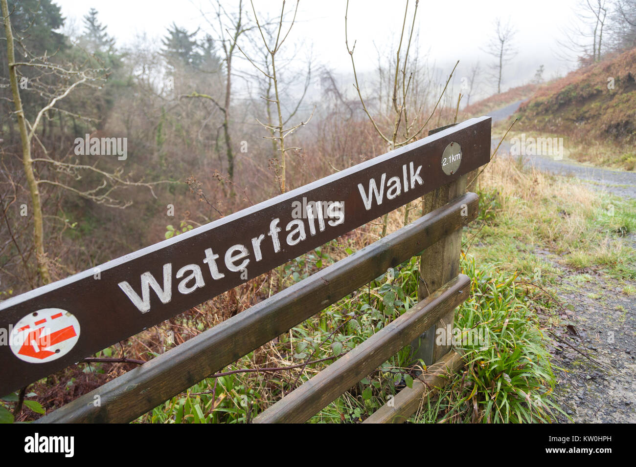 Glenrariff Forest Waterfalls Walk sign Stock Photo - Alamy