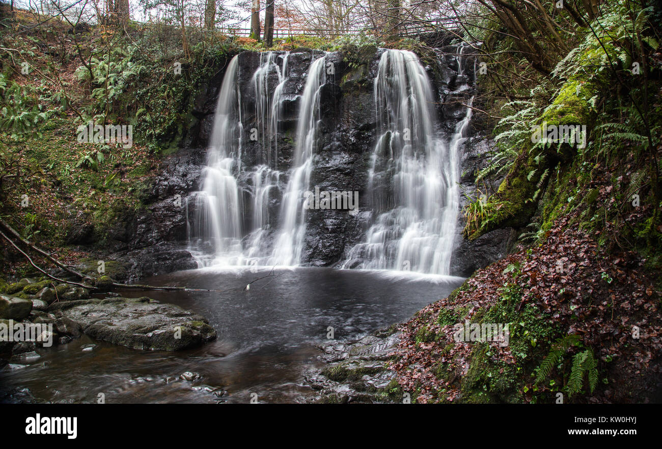 Ess na crub waterfall in Glenariff Forest Park Stock Photo - Alamy