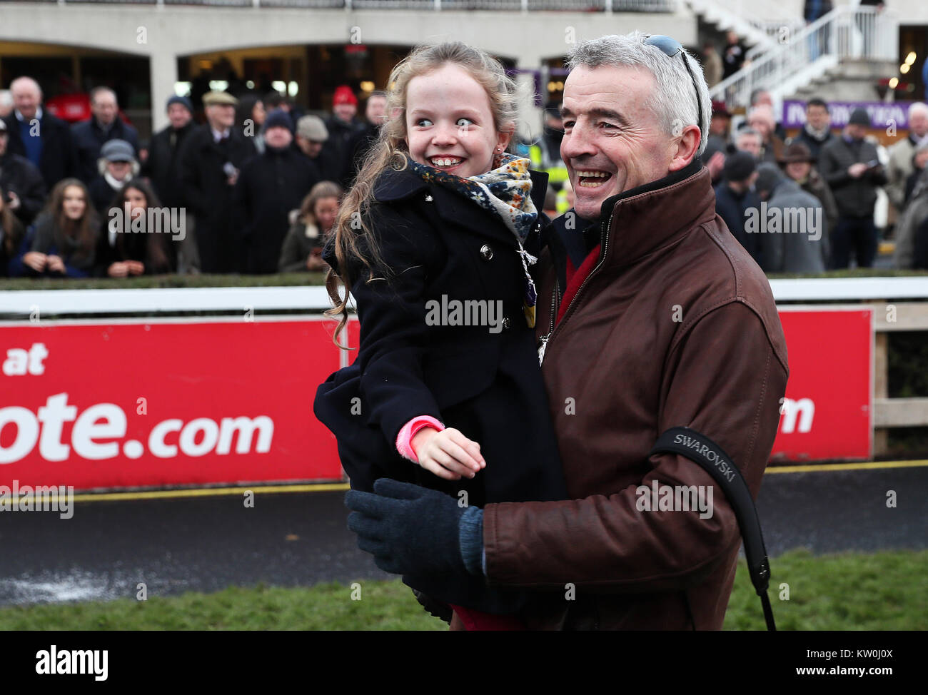 Winning owner Michael O'Leary and his daughter Tiana in the parade ring ...