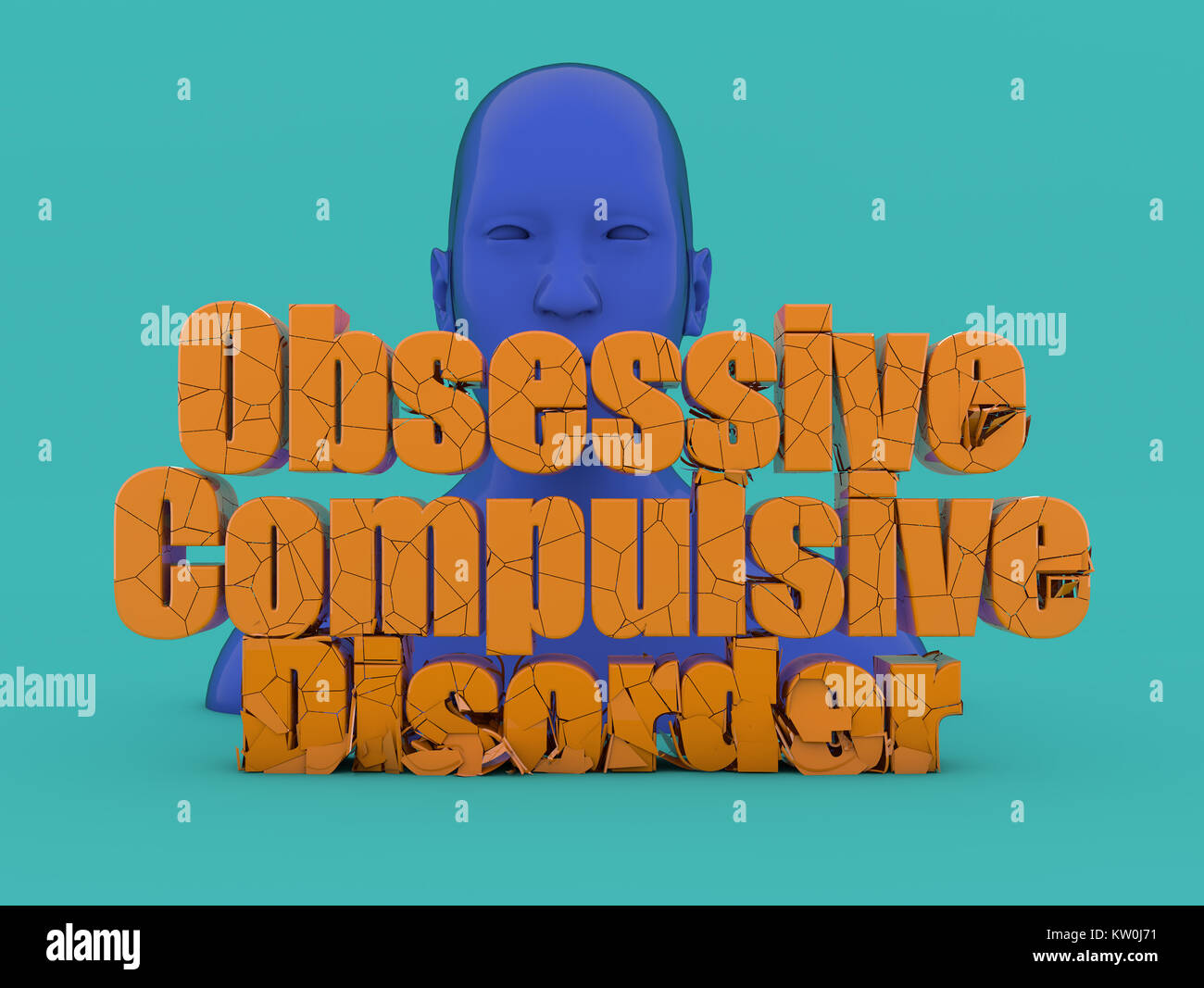 3d render. Head and obsessive compulsive disorder text Stock Photo - Alamy