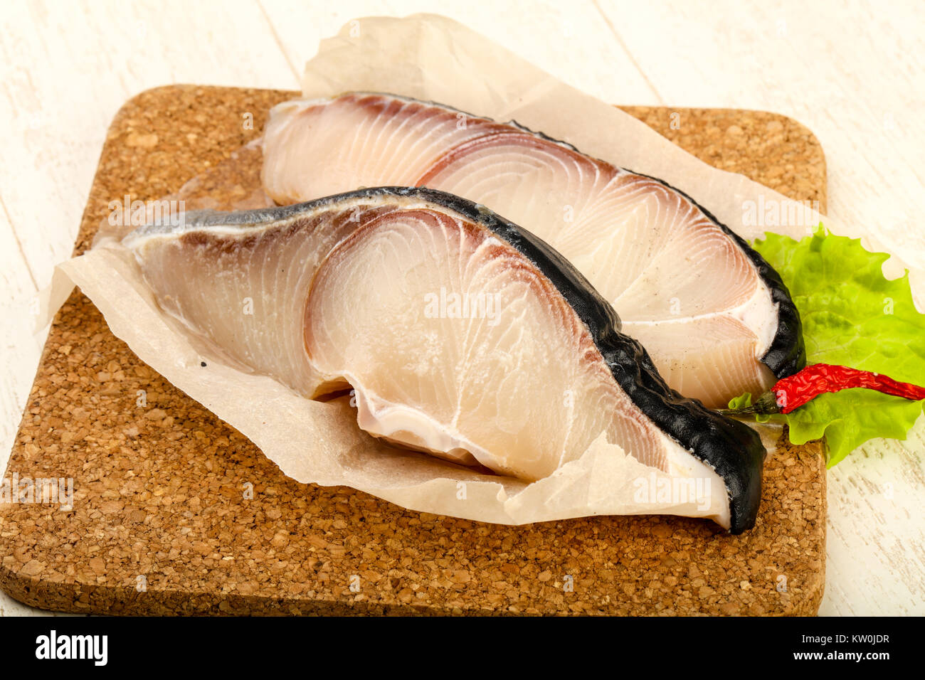 Raw juicy shark steak ready for grill Stock Photo - Alamy