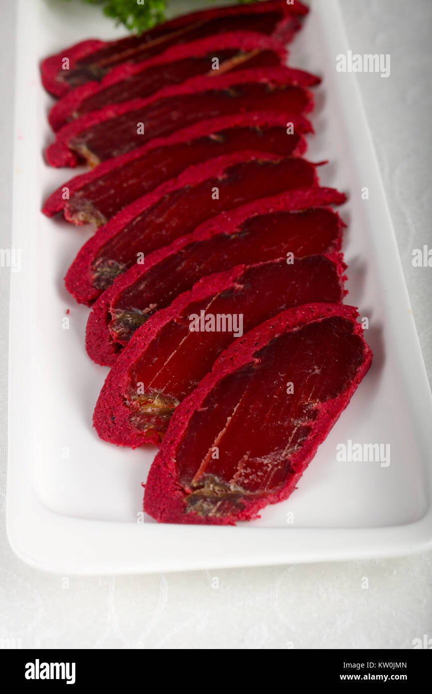 Beef basturma meat Stock Photo - Alamy