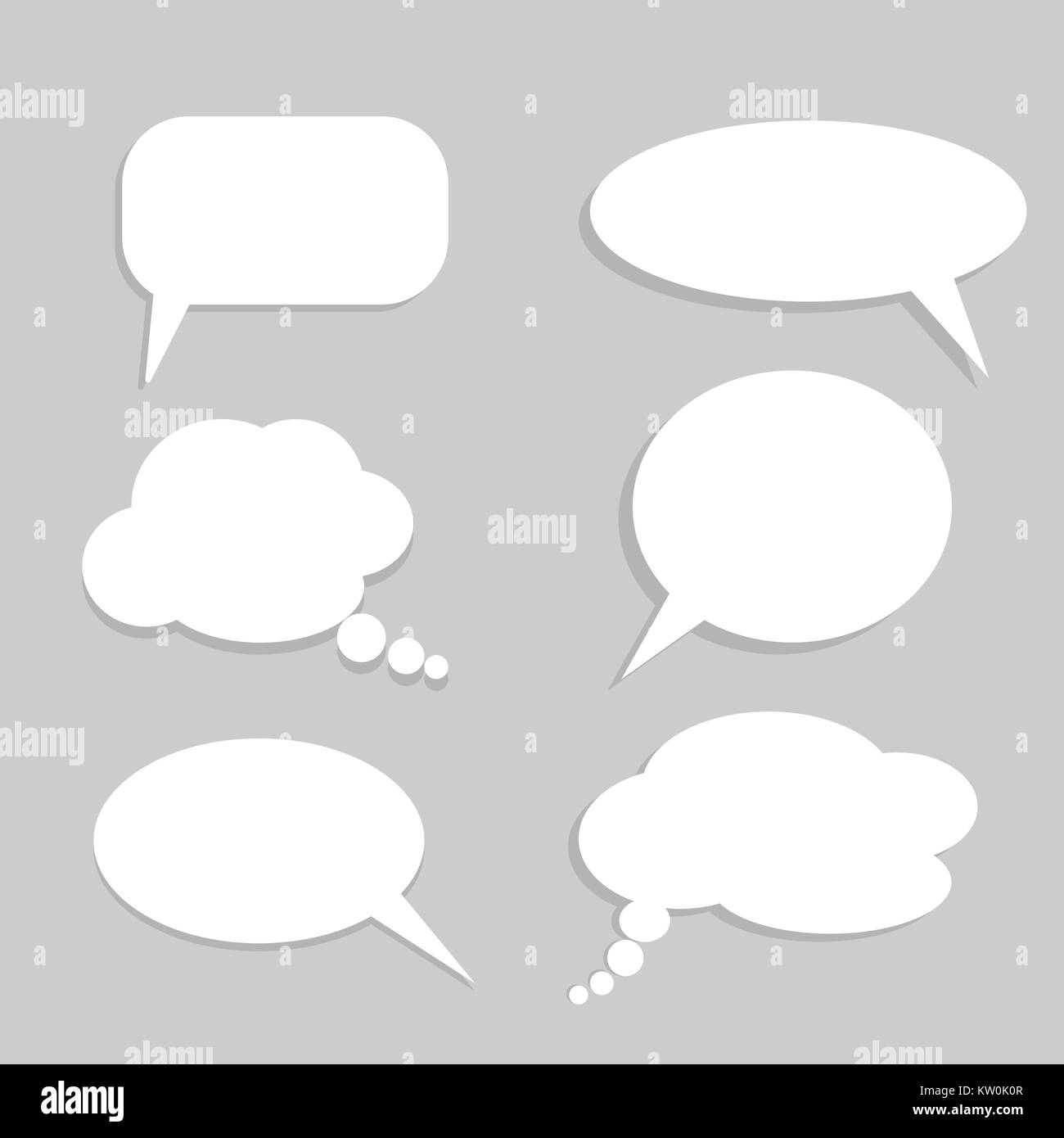Vector set of stickers of speech bubbles. Blank empty white speech ...