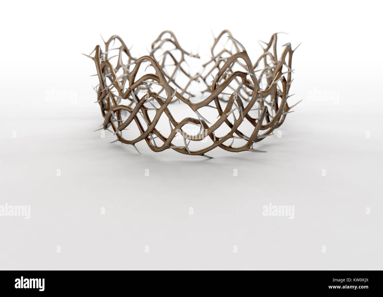 A religious crucifixion concept of thorn branches woven into a crown ...