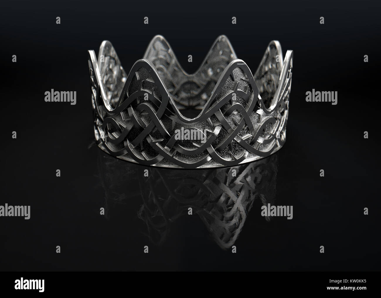 A religious crucifixion concept of a silver royal crown with a stylized ...