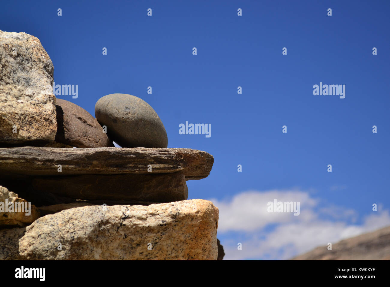 View of ritual stone chortens at Nako, Himachal Pradesh Stock Photo - Alamy
