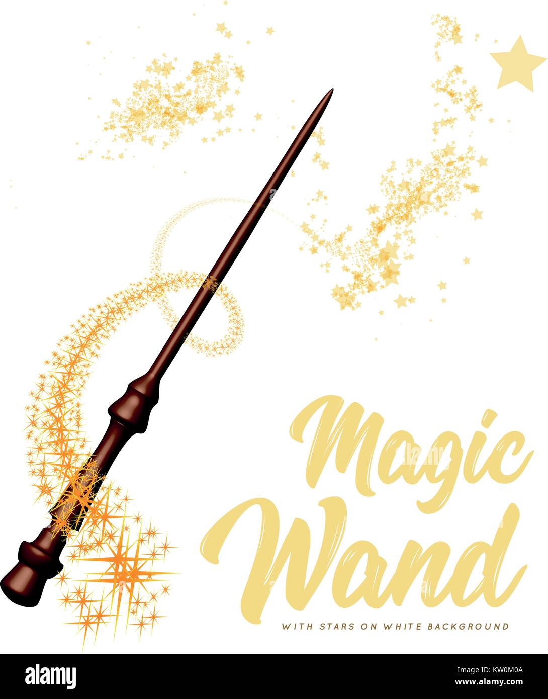 Magic wand with stars on white background Stock Vector Image & Art - Alamy