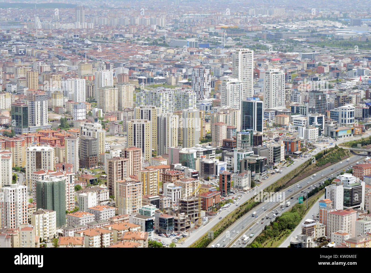 MAY 09,2017 ISTANBUL.Aerial view of Atasehir district of Istanbul ...