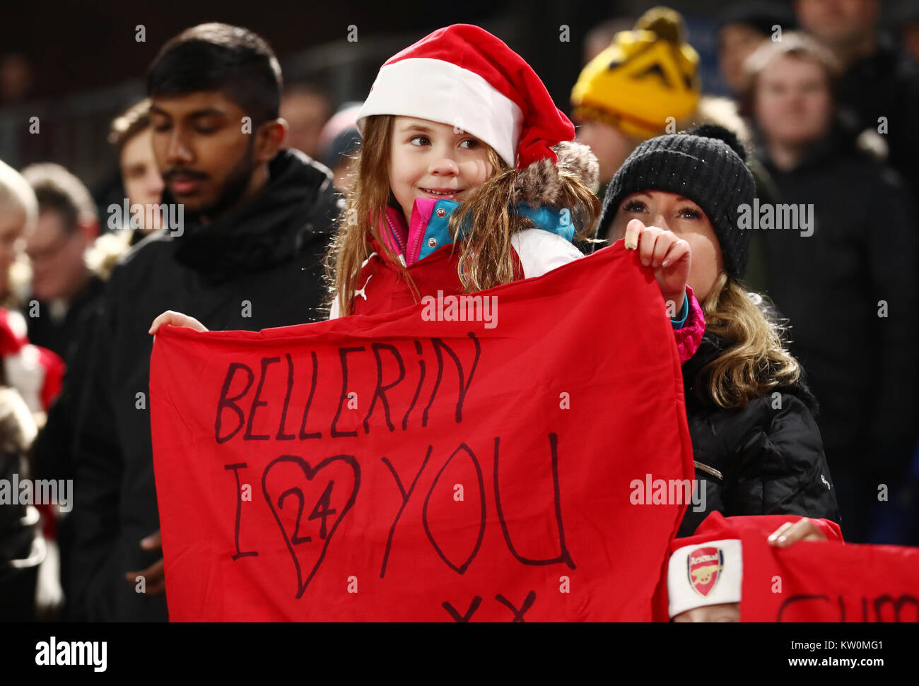 A young Arsenal fan before the Premier League match at Selhurst Park ...