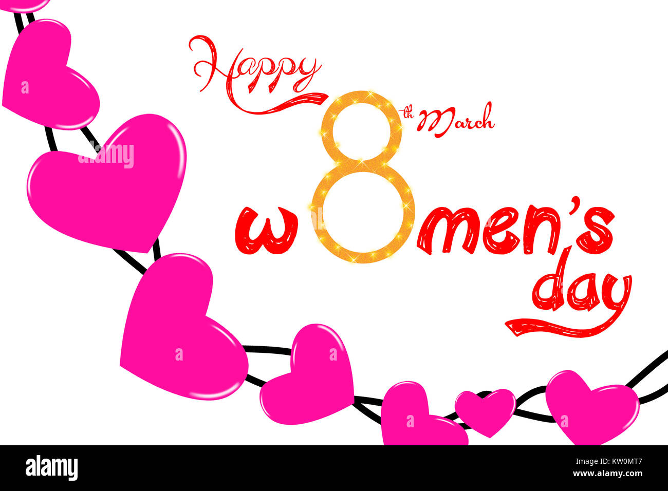 8 march modern background design with heart. Happy women's day stylish ...