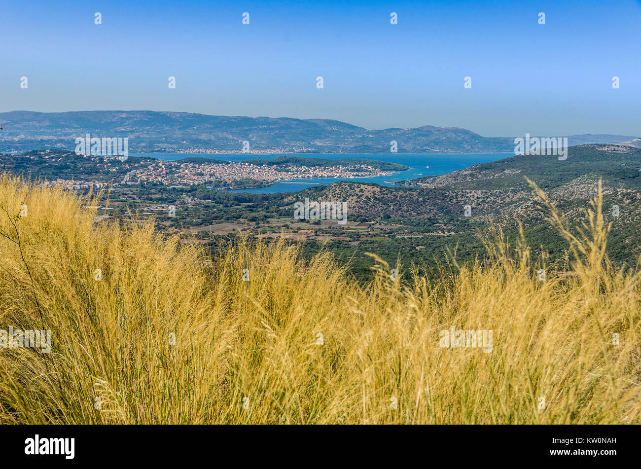 panoramic view of the city of argostoli in its bay and in the ...