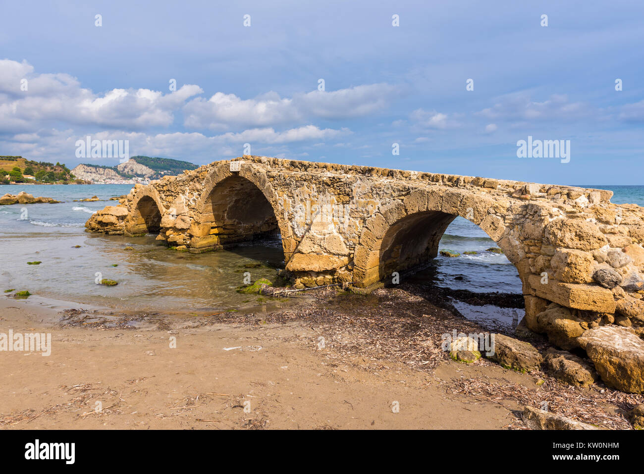 The Venetian Bridge of Argassi in Zakynthos. The bridge is a ...