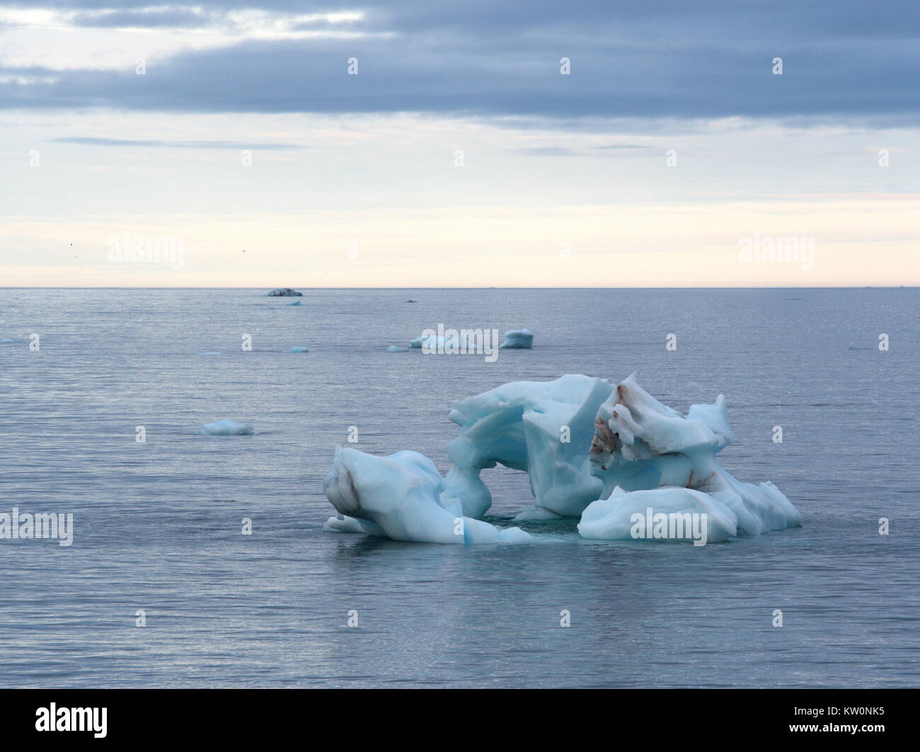 Small iceberg floating in the arctic ocean around Svalbard, Norway ...