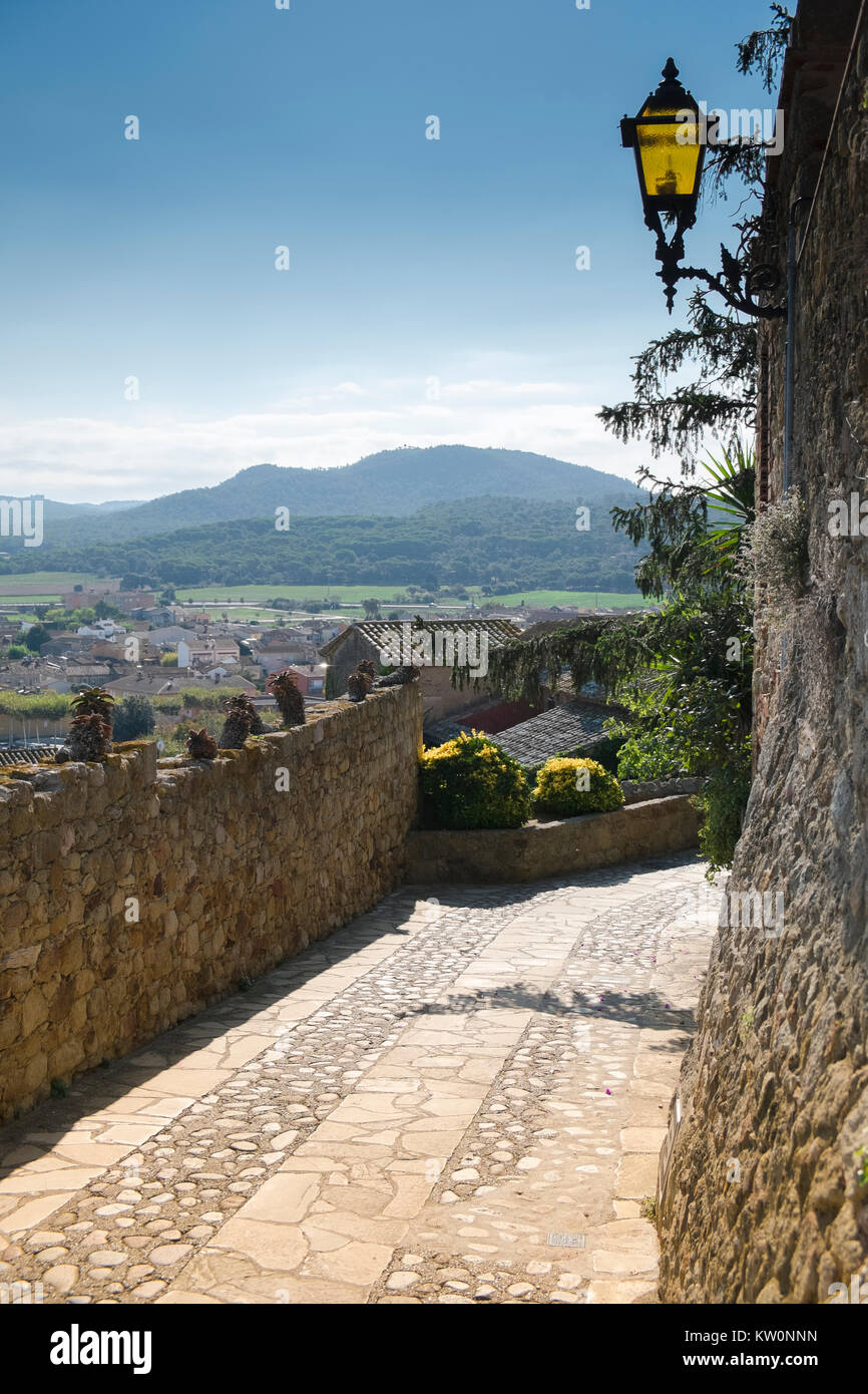 A view of the countryside surrounding the town of Pals in Girona, Spain ...