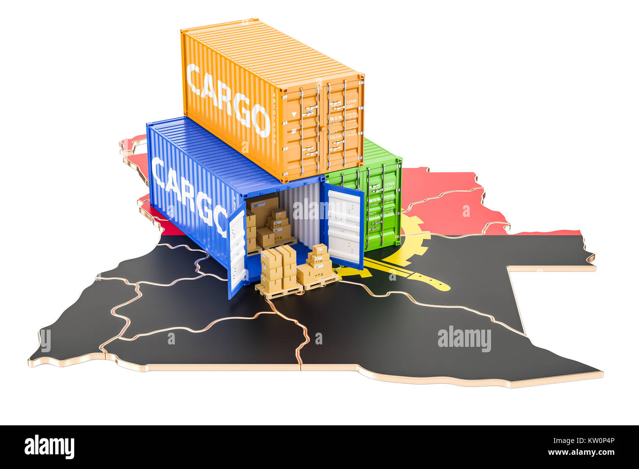 Cargo Shipping and Delivery from Angola isolated on white background ...
