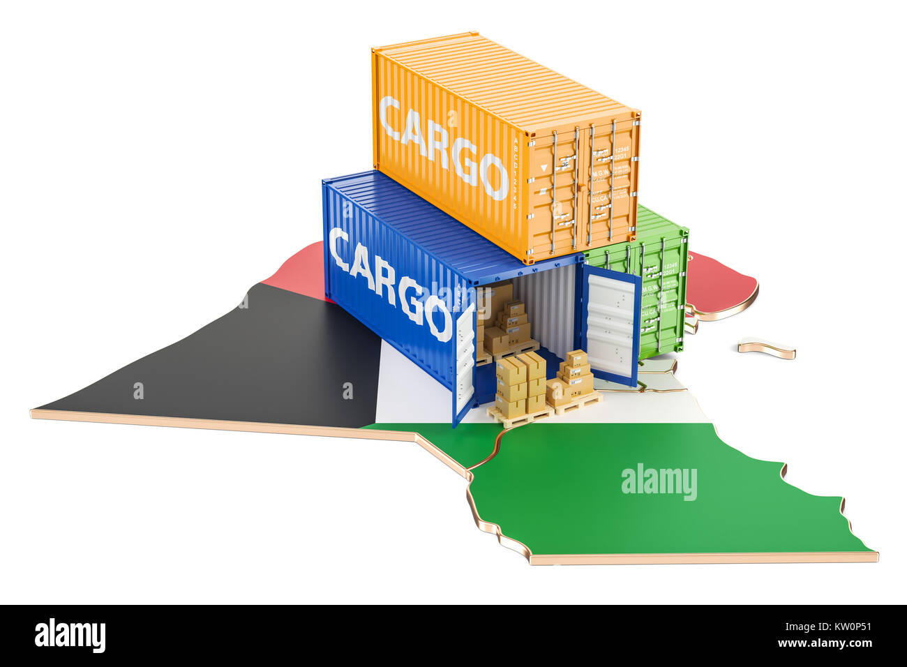 Cargo Shipping and Delivery from Kuwait isolated on white background ...