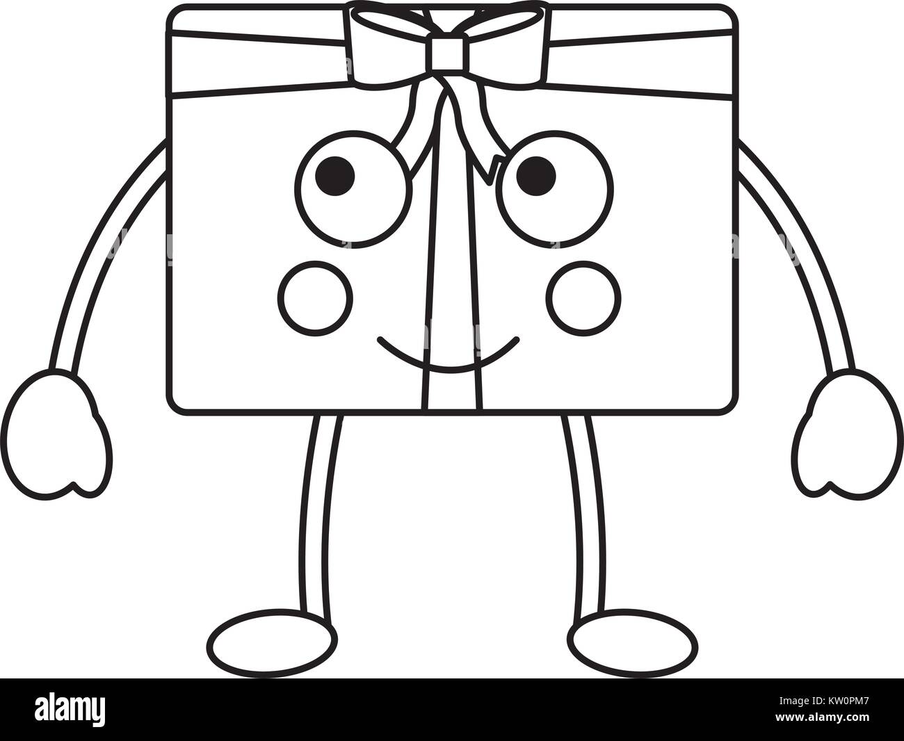 gift box happy emoji icon image vector illustration design black line ...