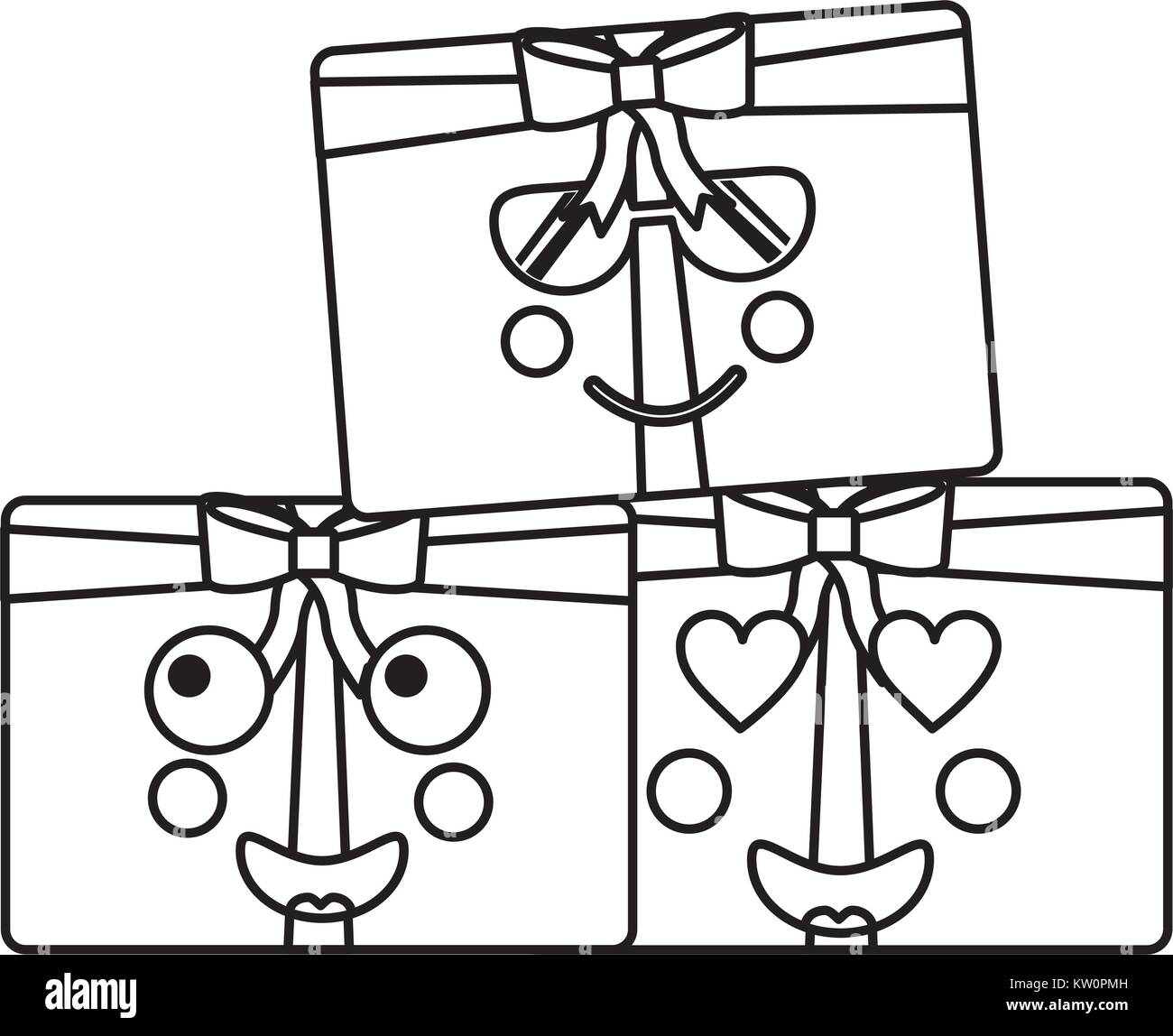 gift boxes emoji icon image vector illustration design black line Stock ...