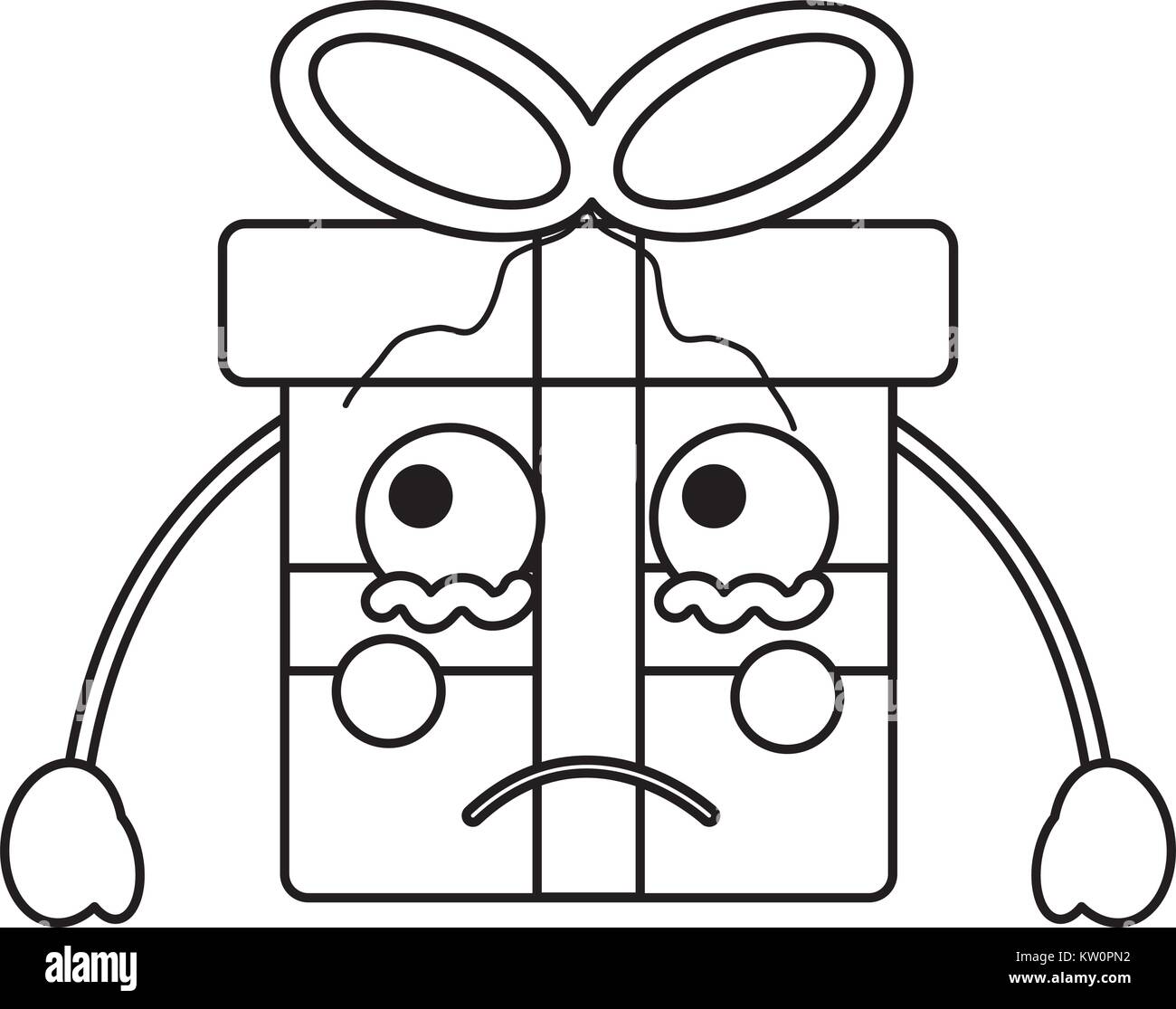 gift box sad crying emoji icon image vector illustration design black ...