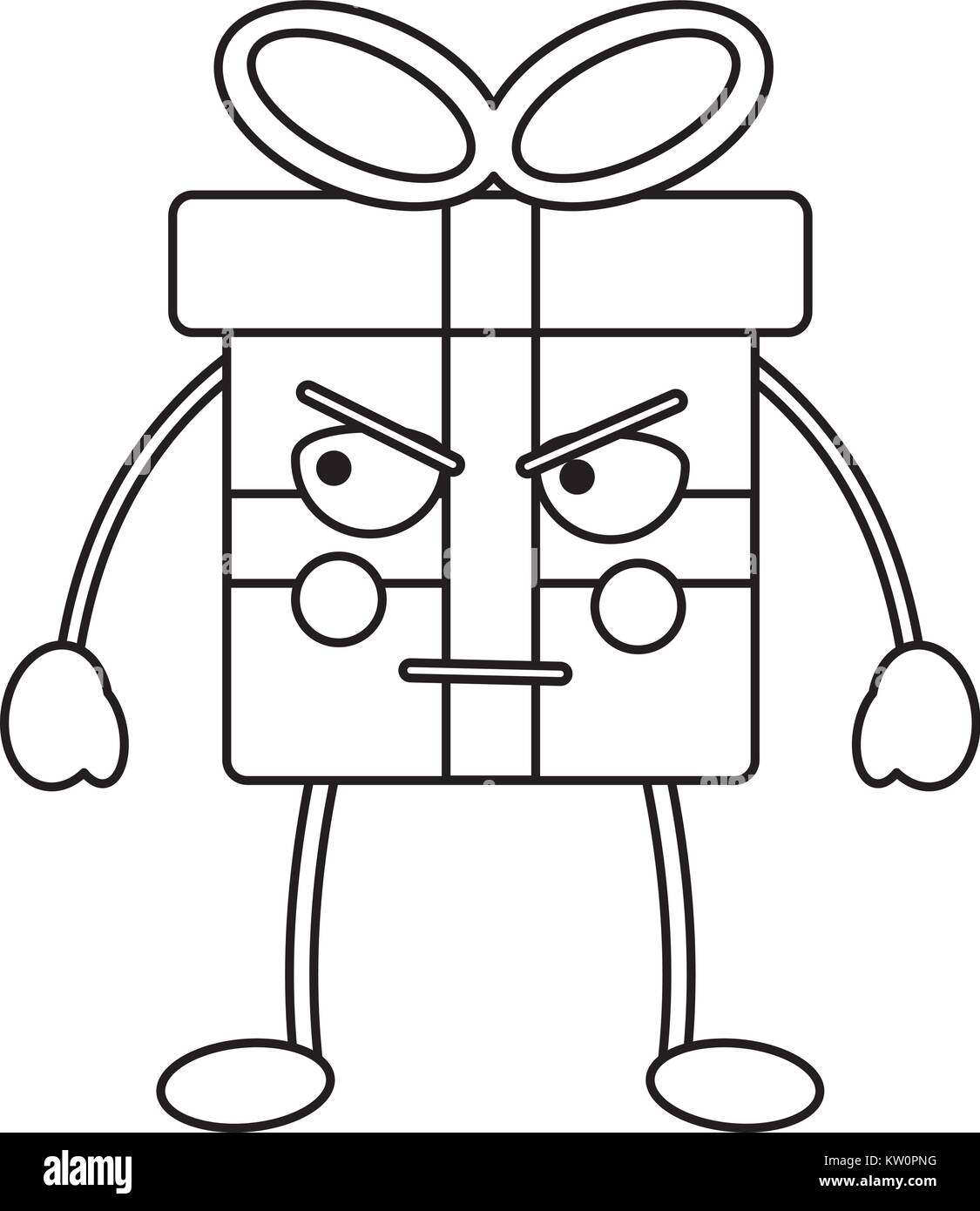 gift box angry side eye emoji icon image vector illustration design ...