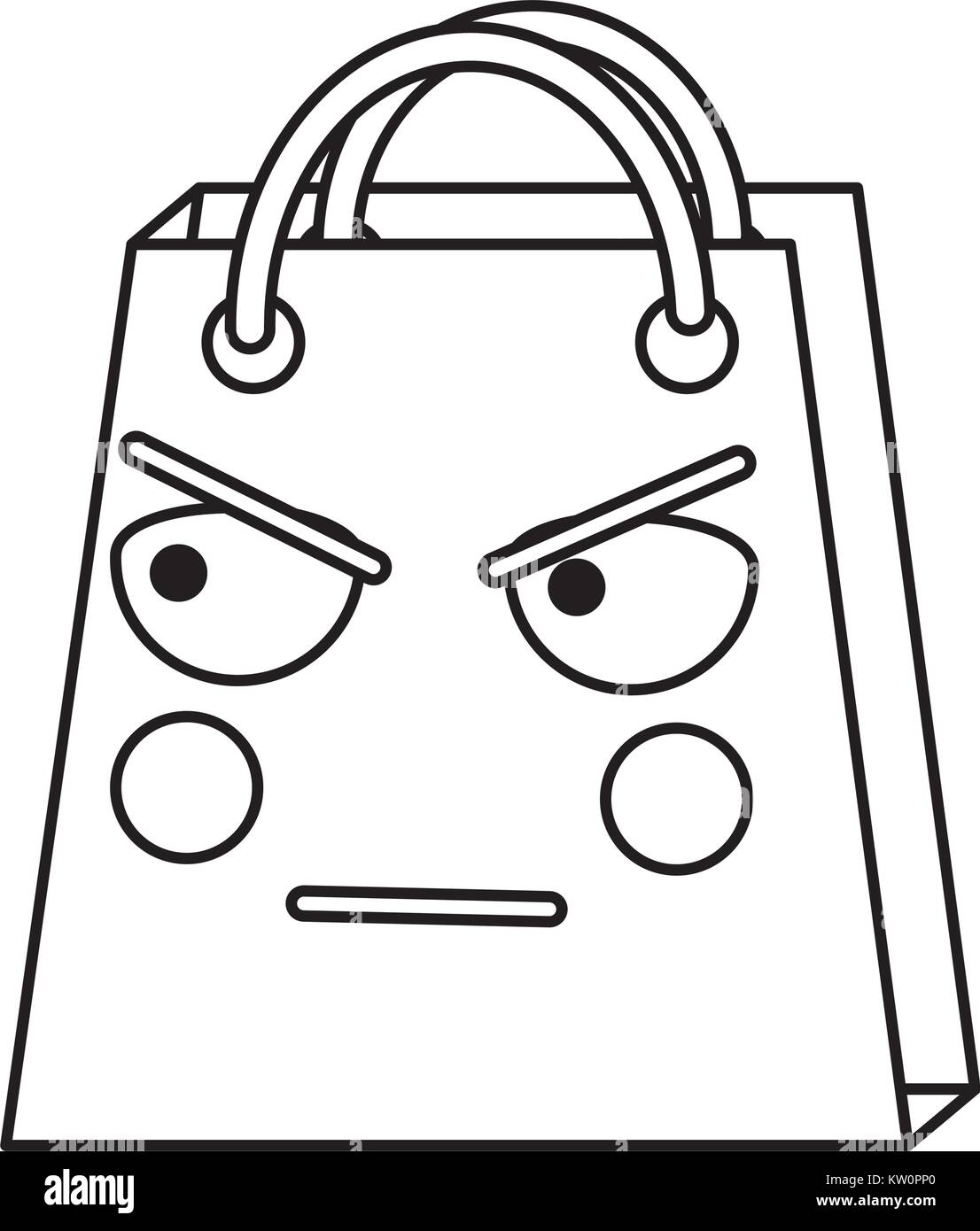 shopping bag angry emoji icon image vector illustration design black ...