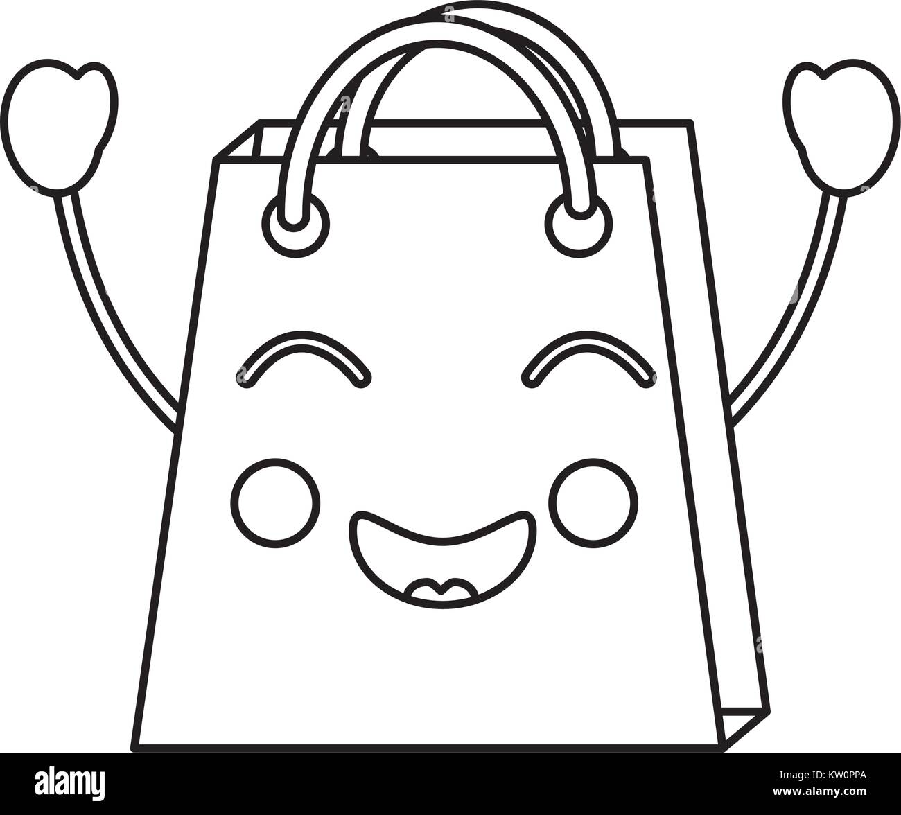 shopping bag happy emoji icon image vector illustration design black ...