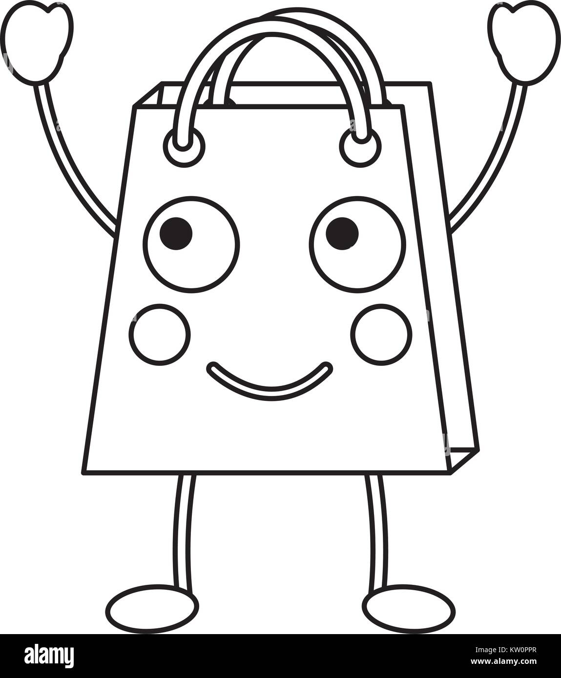 shopping bag happy emoji icon image vector illustration design black ...