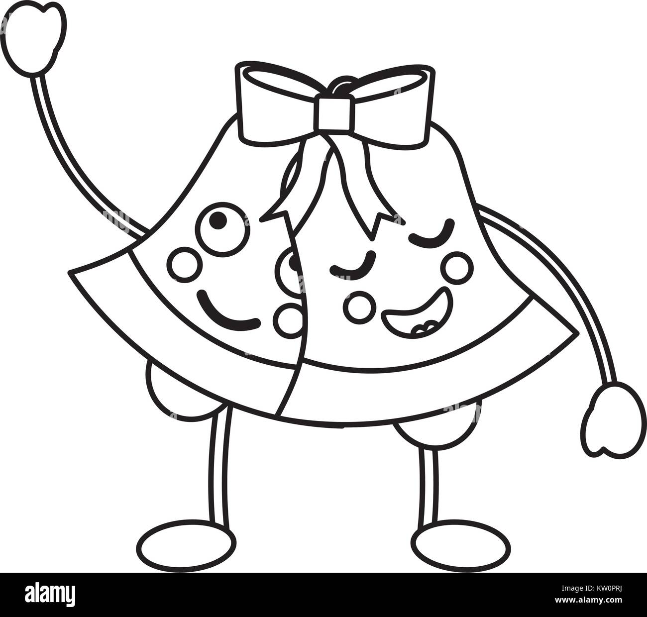 christmas bell emoji icon image vector illustration design black line ...