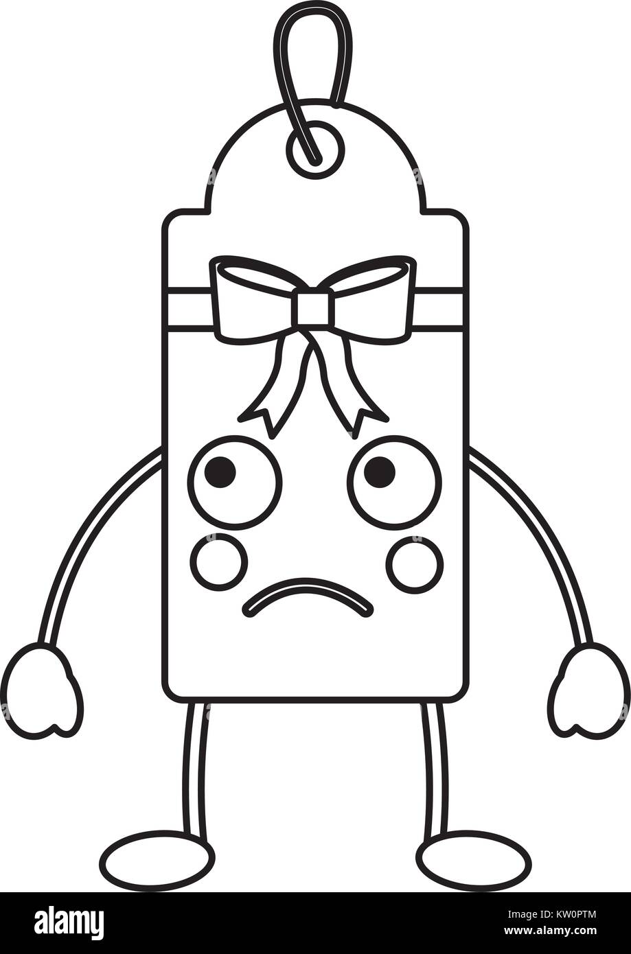 gift or price tag sad emoji icon image vector illustration design black ...