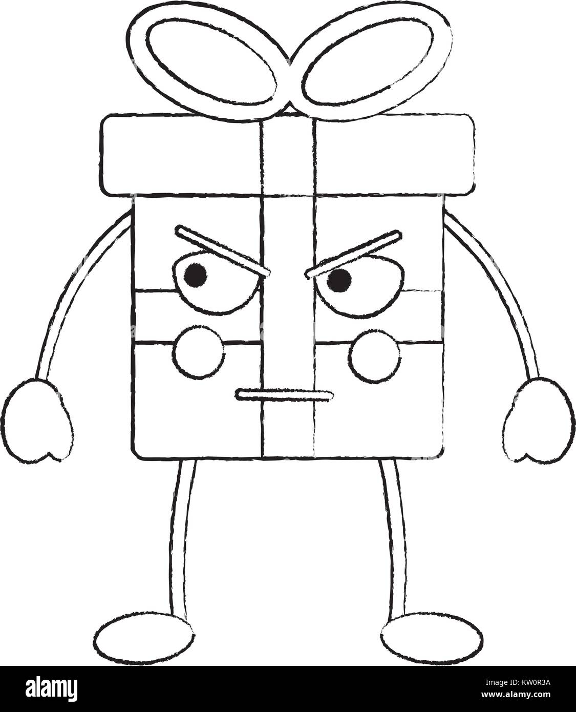 gift box angry side eye emoji icon image vector illustration design ...